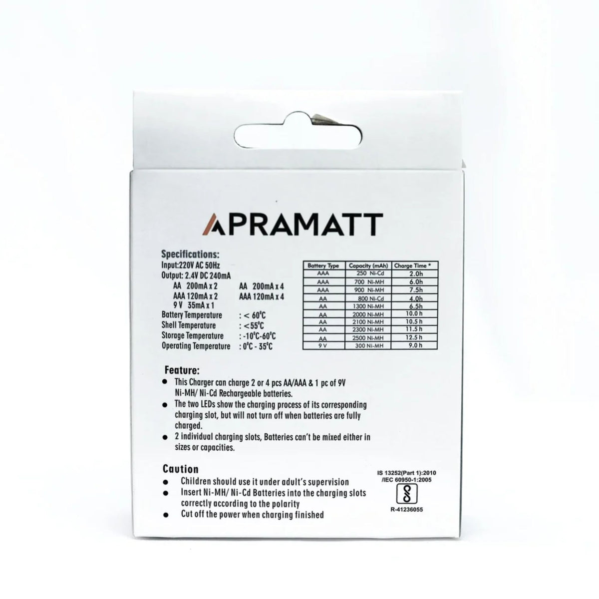 Apramatt 3 in 1 Charger (BC 705W ) for rechargeable batteries Box Pack ...