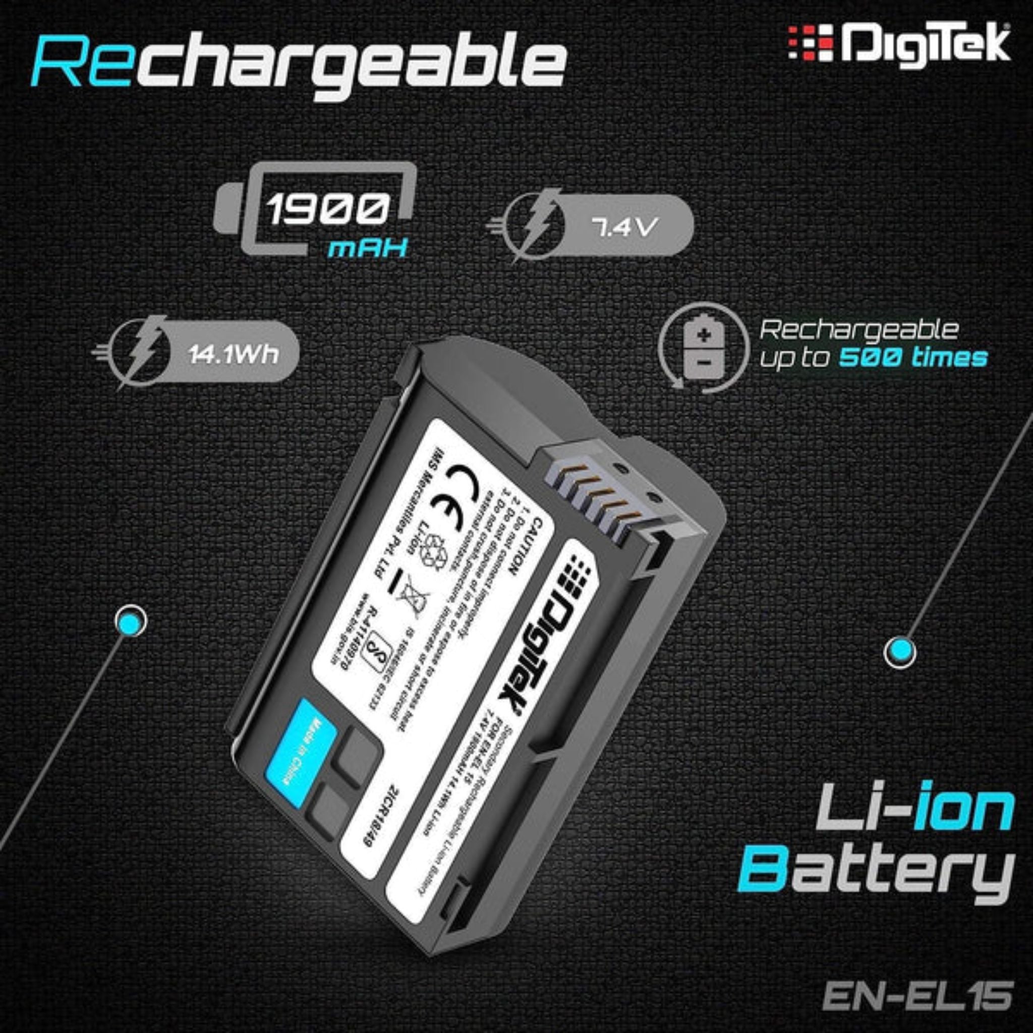 Digitek (EN-EL15) 1900mAh Secondary Rechargeable Battery Packs for Dig – Cowboy Stores