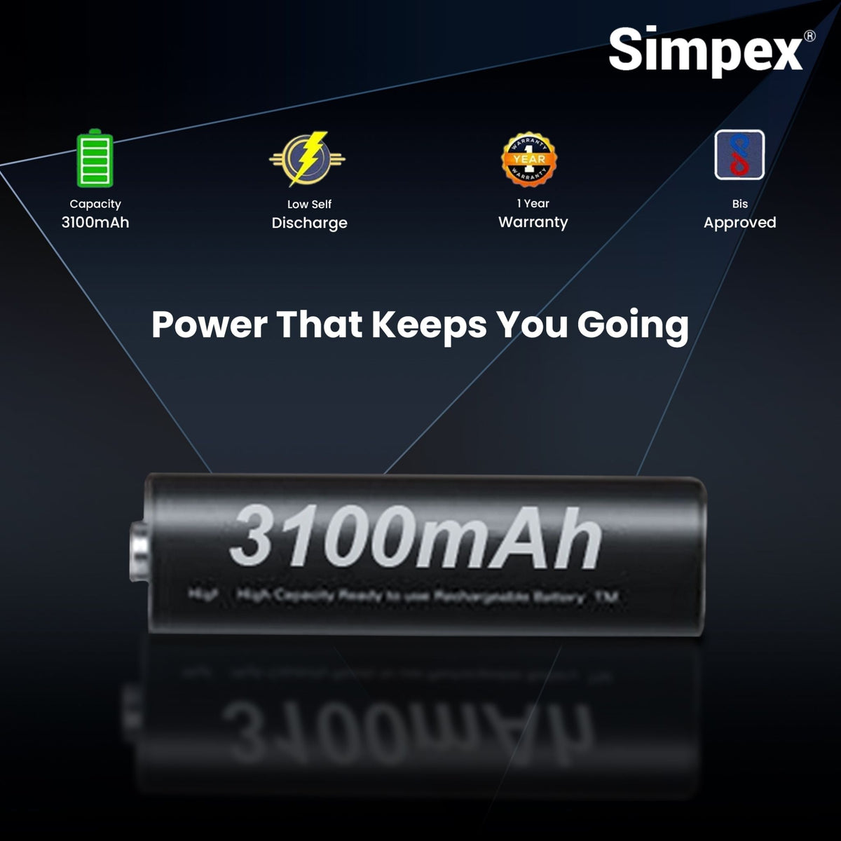 Simpex AA 3100 mAh rechargeable batteries, ready to use and comes with ...